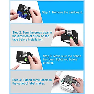 MarkDomain Label Maker Tape Replacement for Brother TZe-231 TZ-231 Laminated P Touch Label Tape 12mm 0.47 Inch Black on White Tape, Compatible with Brother PT-D210 H110 D220 D410 D600, 4-Pack