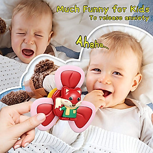 KLQQLK Suction Cup Spinning Top Toy，Suction Cup Toy，Safe Interesting Table Sucker Gameplay Early Learner Spinning topToys can be sucking glass, walls, seats, bathtubs, etc(Pack of 3)