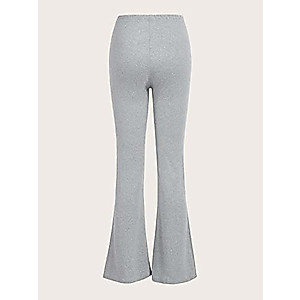 SOLY HUX Women's High Waist Flare Leggings Bell Bottom Sweatpants Casual Bootcut Yoga Pants Solid Light Grey M