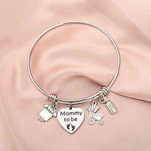 CHOORO Mommy to Be Bracelet Expectant Mother Bracelet New Mom Gift Pregnancy Announcement Gift for Mother-to-be (Heart Mommy to be bb)