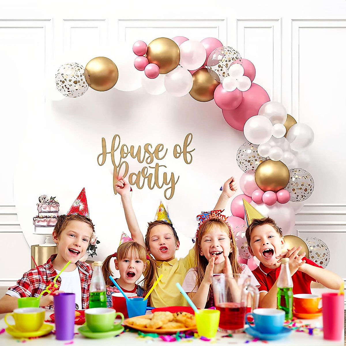 7.5x7.5ft White Round Backdrop Cover White Circle Backdrop Cover Round Fabric Photo Background for Photography Party Birthday Wedding Baby Shower Home Decorations