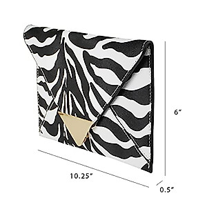 JNB Synthetic Leather Zebra Print Envelope Clutch, White