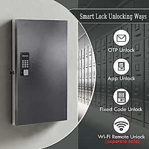 96 Key Lock Box Wall Mount, Smart Key Cabinet One Time Password/APP Bluetooth/Fixed Code/Wi-Fi Remote/Key Unlock, Security Storage Key Holder Box, Key Management for Valets, Realtors, Office, Hotel