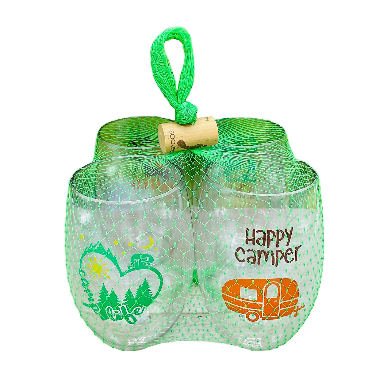 Set of 4 Shatterproof Designer 16 oz Plastic Wine Glasses MADE in the USA (CAMPING)