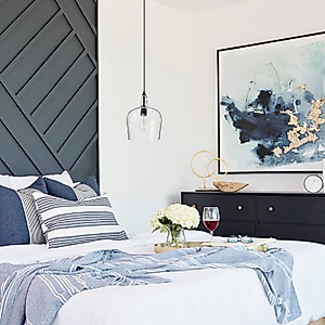 ELYCCUPA Glass Pendant Light Modern Black 1 Light Single Dome Pendant Lighting Fixtures for Kitchen Island Dining Room Hallway, Wide 10 Inch, E26, UL Listed