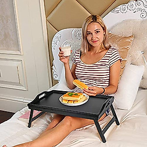 Artmeer Bed Tray Table with Folding Legs Wooden Serving Breakfast in Bed or Platter Tray,TV Table Laptop Computer Tray Snack Tray Large Size