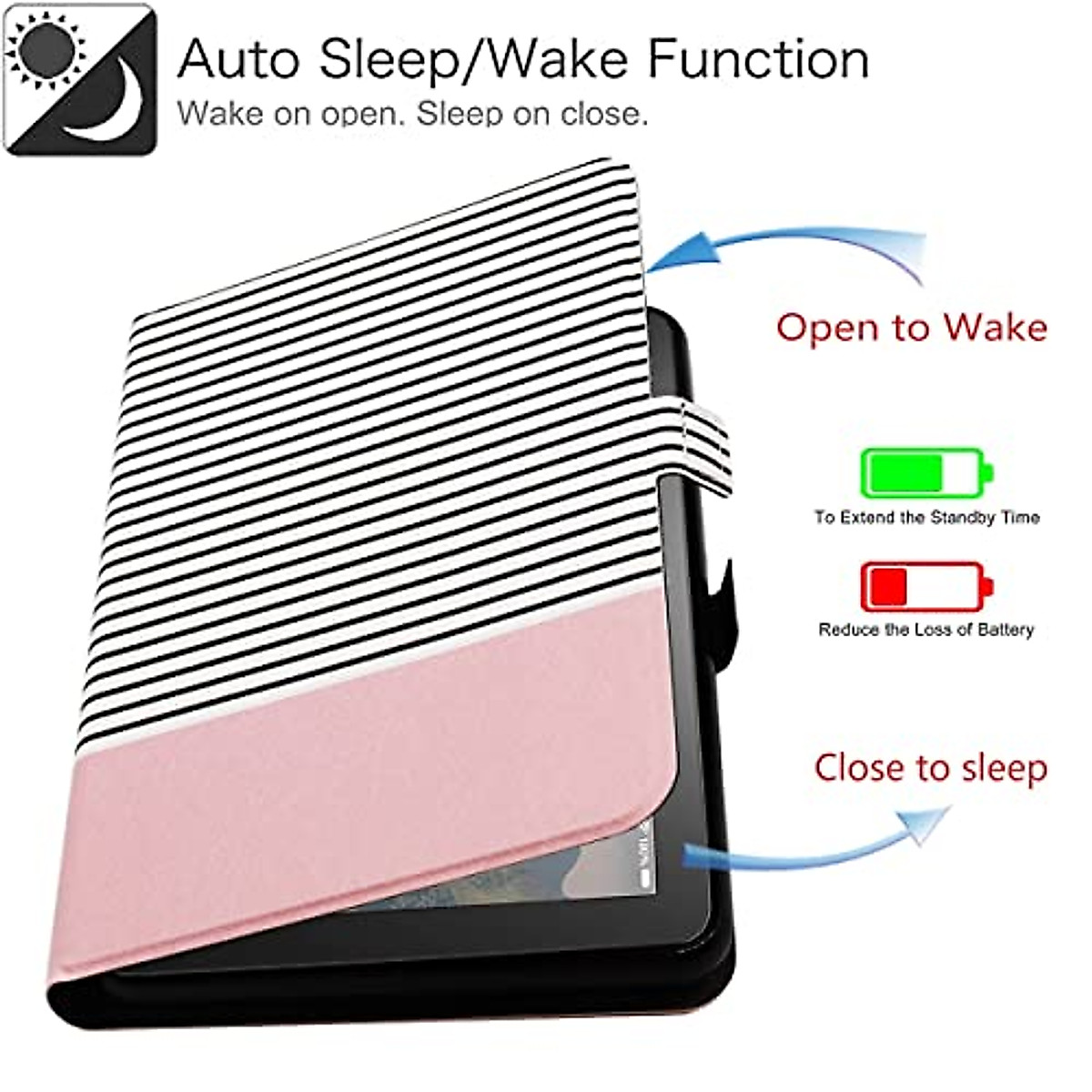 Viclowlpfe All-New Amazon Fire 7 Tablet Case, Fire Tablet 7 Case (Compatible with 12th Generation, 2022 Release), Slim Fit Lightweight Leather Smart Case with Auto Wake/Sleep, Streak