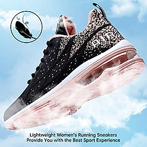 MEHOTO Womens Fashion Lightweight Tennis Walking Shoes Sport Air Fitness Gym Jogging Running Sneakers, Color Peachblack, Size 9.5