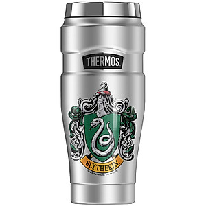 Harry Potter Slytherin House Crest, THERMOS STAINLESS KING Stainless Steel Travel Tumbler, Vacuum insulated & Double Wall, 16oz