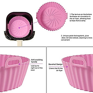 3 PCS of Air Friyer Liner, Air Fryer Silicone Liners Comes with Refillable Stainless Steel Grinder, Silicone Airfryer Liners, Round Air Fryer Accessories,Pink and Purple Silicone Air Fryer Liner