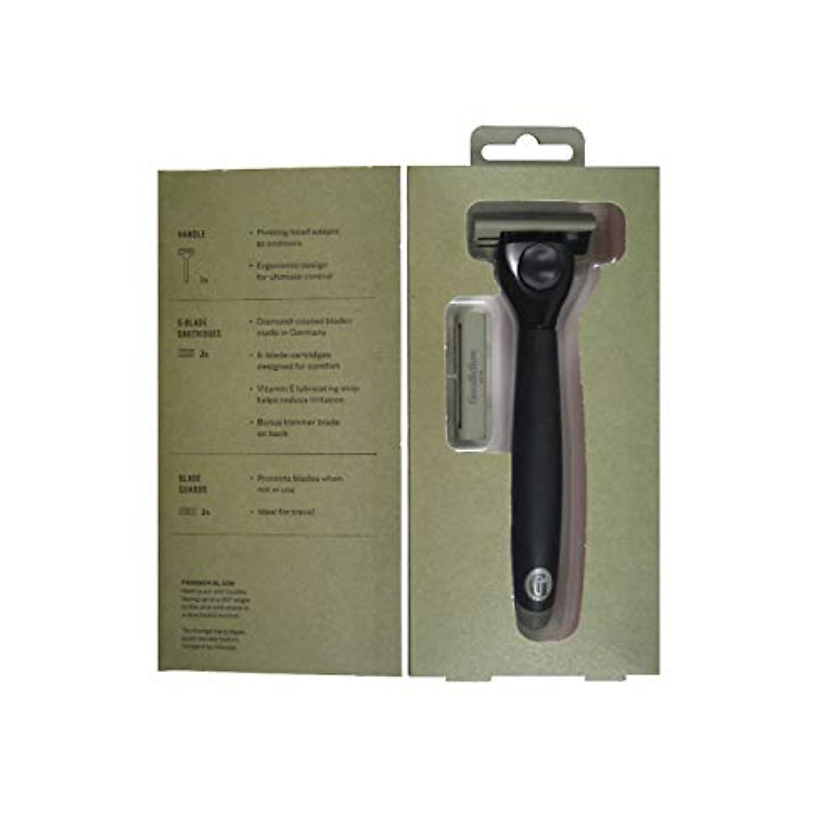 GoodFellow & Co 5 Blade Razor Handle with 2 cartridges + (4 Ct) Refill cartridges BUNDLE SET.