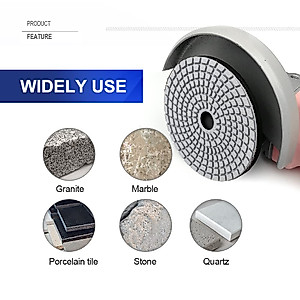SHDIATOOL 8Pcs 4 Inch Diamond Wet Polishing Pads with White Bond Grit 50 for Marble Granite Stone