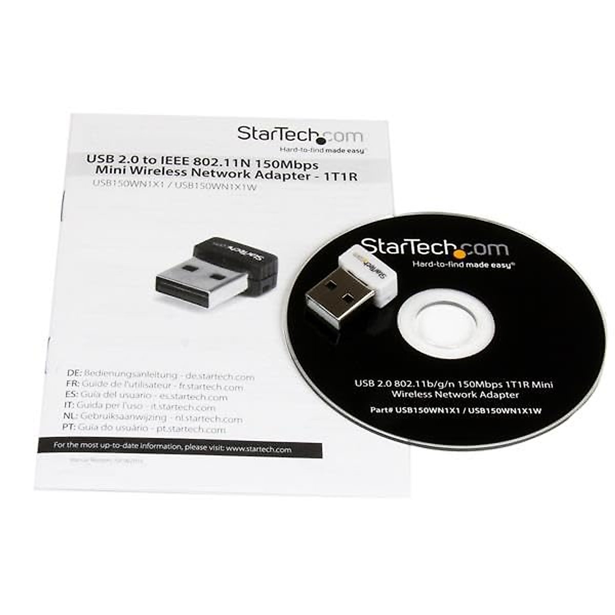 StarTech.com USB 150Mbps Mini Wireless N Network Adapter - 802.11n/g 1T1R USB WiFi Adapter - White USB Wireless Adapter - Wireless NIC (USB150WN1X1W)