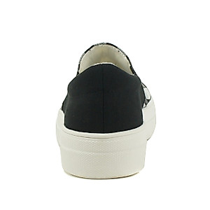 Soda TOPSHOE ave- Hike Platform Slip- On Sneaker w/Cushion Foam (8.5, Gingham Black, Numeric_8_Point_5)