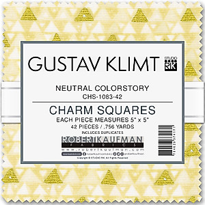 Gustav Klimt Neutral Charm Square 42 5-inch Squares Charm Pack Robert Kaufman Fabrics CHS-1083-42