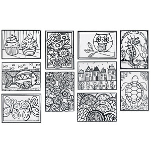 S&S Worldwide Mini Velvet Art Posters, 10 each of 10 Designs, Designs to Appeal to Everyone, Kids, Adults, Boys, Girls, Color With Markers or Colored Pencils, 4" x 6" Cardstock, Pack of 100.