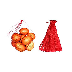 CUGBO 200pcs 19" Mesh Produce Bag Reusable Net Bag Nylon Toys Fruits Vegetables Drawstring Storage Poly Bags With Rope
