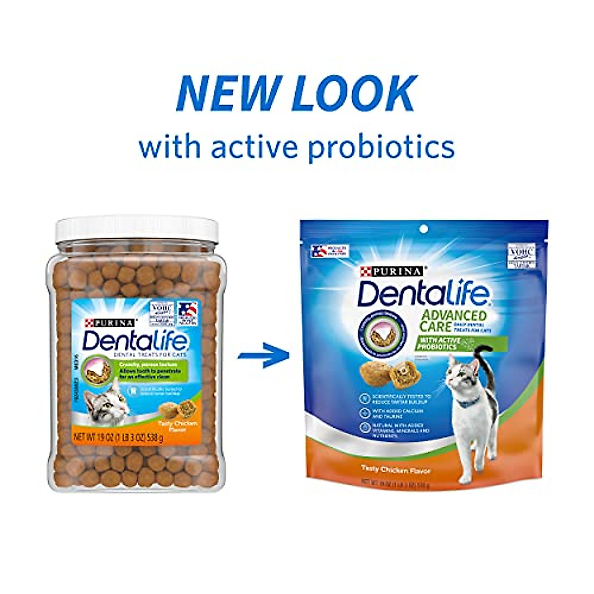 Purina DentaLife Made in USA Facilities Cat Dental Treats, Tasty Chicken Flavor - 19 oz. Pouch