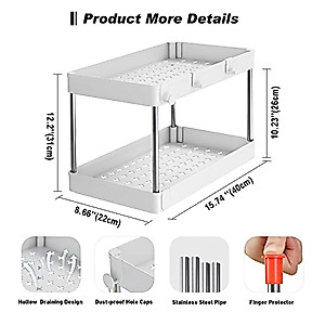 2 Pack Under Sink Organizer,2 Tier Under Sink Organizers And Storage For Kitchen Bathroom,Under Sink Cabinet Organizer，Multi-purpose Stable And Sturdy Cabinet Countertop Organizer,White