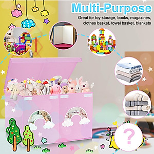 Large Toy Box Chest,Collapsible Sturdy Storage Bins with Lids,Large Kids Toy Storage Organizer Boxes Baskets for Kids,Boys,Girls,Toddler,Nursery Room,Playroom(Pink Cloud)