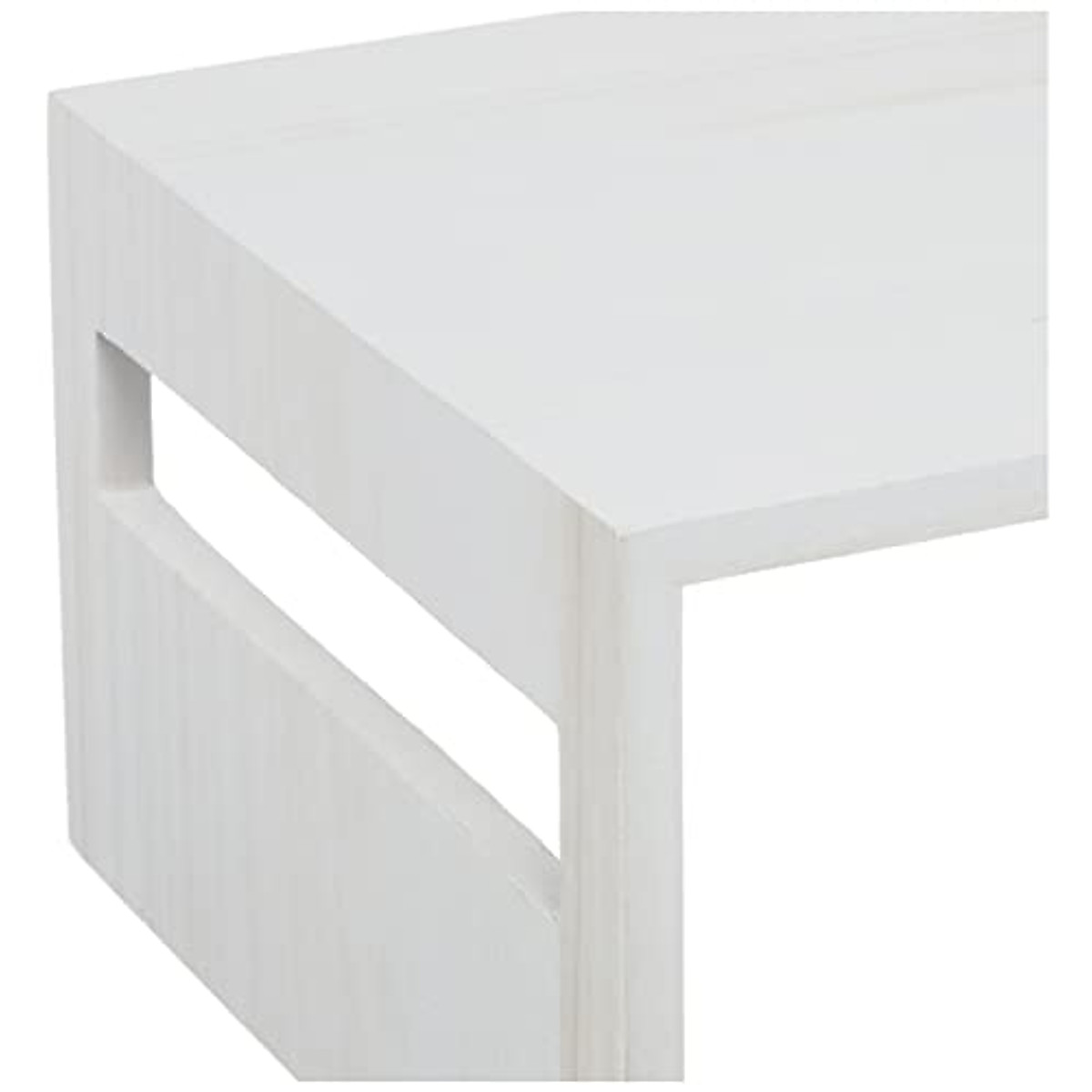 iDesign Renewable Paulownia Wood Collection Large Shelf Riser with Handles, 16" x 10.5" x 5.1", White Wash