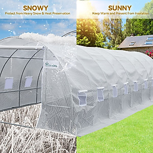 YITAHOME 26'x10'x7' Heavy Duty Greenhouses Large Walk-in Greenhouse Tunnel Green Houses Outdoor Gardening Upgraded Galvanized Steel Stake Ropes Zipper Door 9 Crossbars Garden, White
