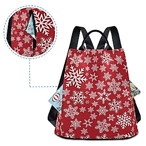 ALAZA Christmas Snowflakes Winter Backpack Purse for Women Anti Theft Fashion Back Pack Shoulder Bag