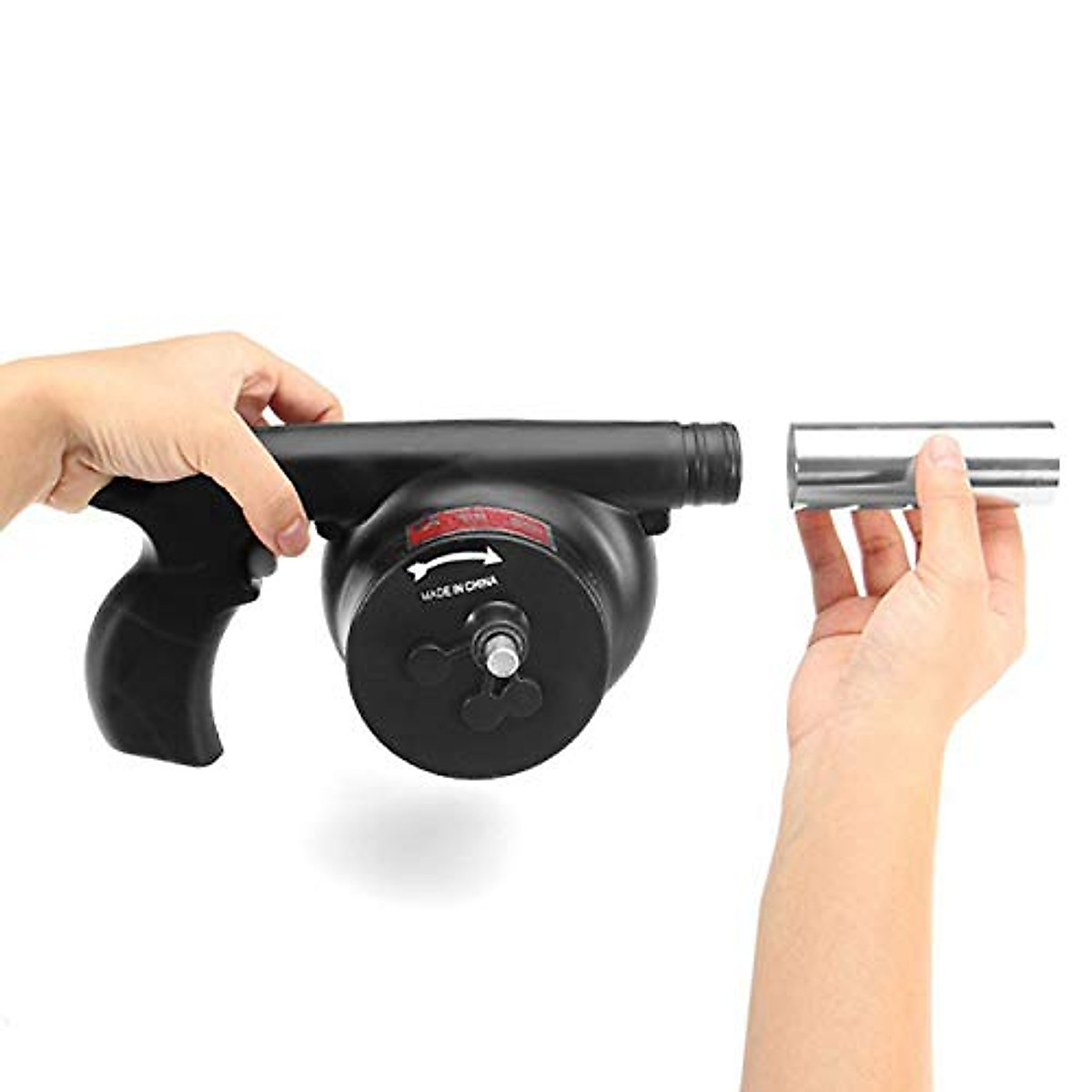 Esweny Outdoor Cooking BBQ Fan Air Blower,Mini Hand Crank Fan Air Blower Grill Picnic Camping Stove Accessories for Barbecue Fire Bellows Hand Crank Tool (Black)