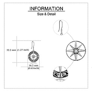 Sterling Silver Compass Earrings Celtic knot Compass dangle Drop Earrings Jewelry for Women