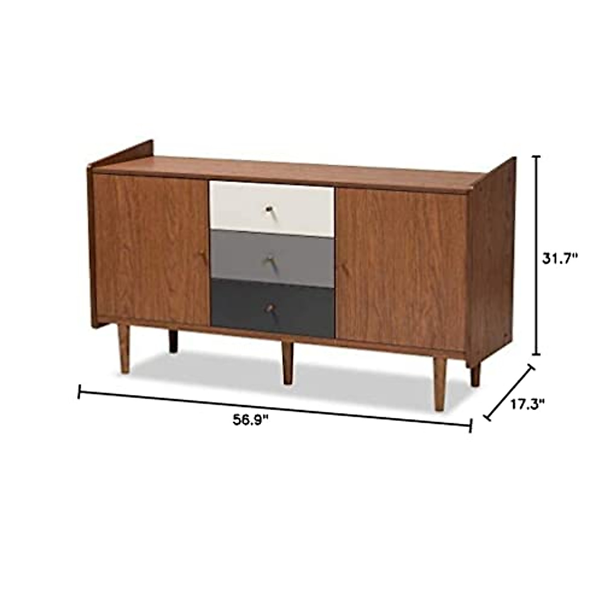 Baxton Studio Halden Sideboards and Servers, Walnut Brown/Grey