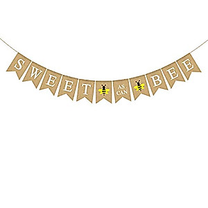 Rainlemon Jute Burlap Sweet As Can Bee Banner Bumble Bee Themed Baby Shower 1st Birthday Party Nursery Decoration