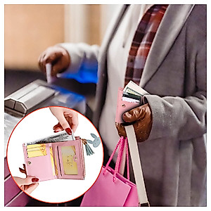 FuninCrea Ladies Zipper Wallet, Small Purse with Metal Snap Button, Leather Wallet for Women with Coin Bag, Multifunction Ladies Bifold Wallets, Credit Card Holder Wallet for Girls (pink)