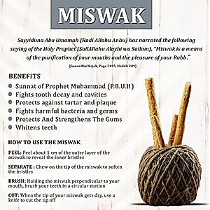 Golden Miswak Sticks for Teeth, May Sewak Toothbrush, Natural Toothbrush for Whiter Teeth, Lightweight Wood Brush for Healthy Gums, Muslim Tooth Stick, Condensed Miswak Extract, 8 Inch, Yellow