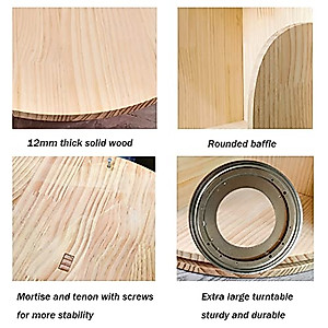 Bear Qiaqia Rotating Bookshelf 360 Degrees, 4 Tier Stackable Solid Wood Bookshelf Organizer, Storage Display Rack Floor Standing Bookcase for Kids&Adults (51"x18"x18")…