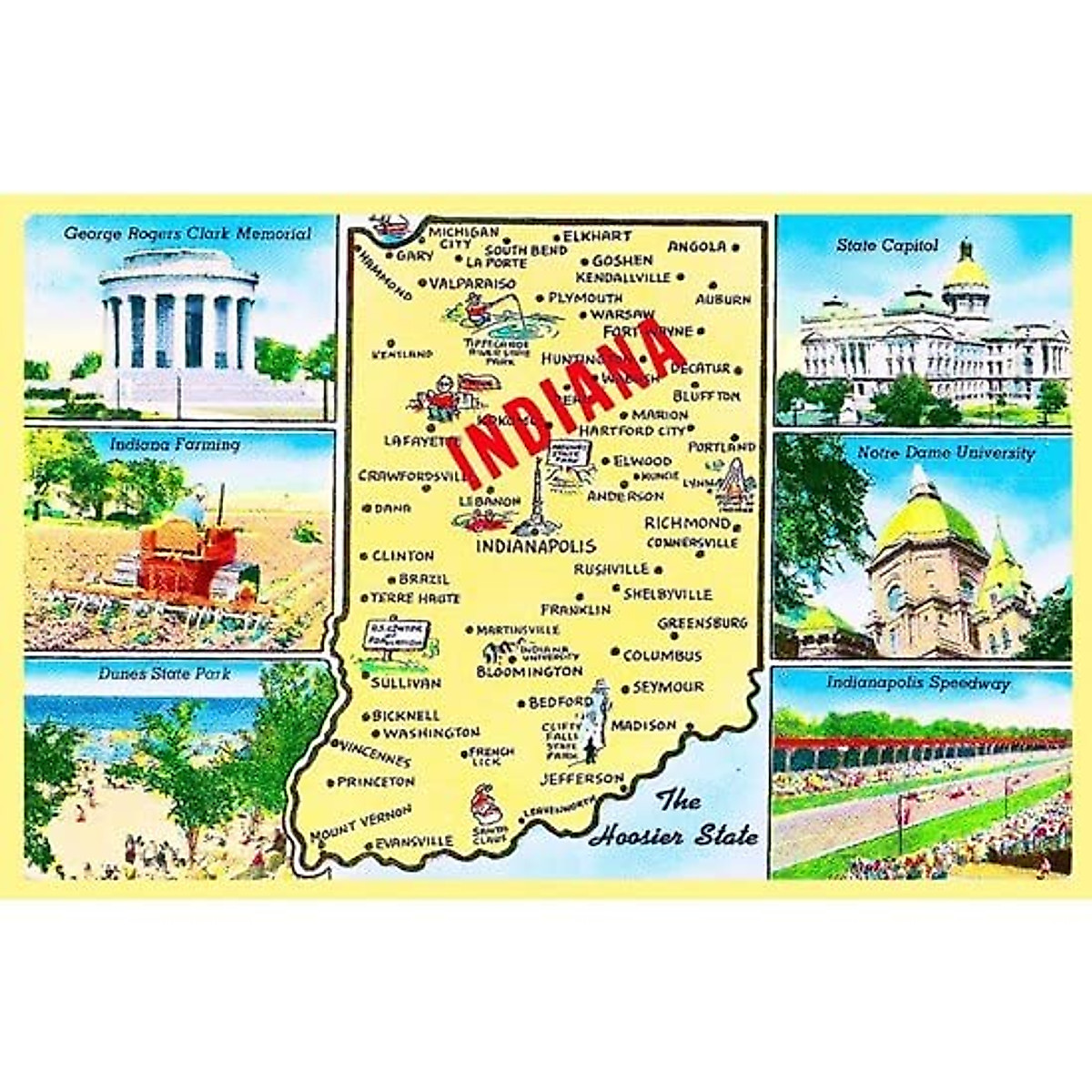 CafePress Indiana Map Greetings Mug Ceramic Coffee Mug, Tea Cup 11 oz