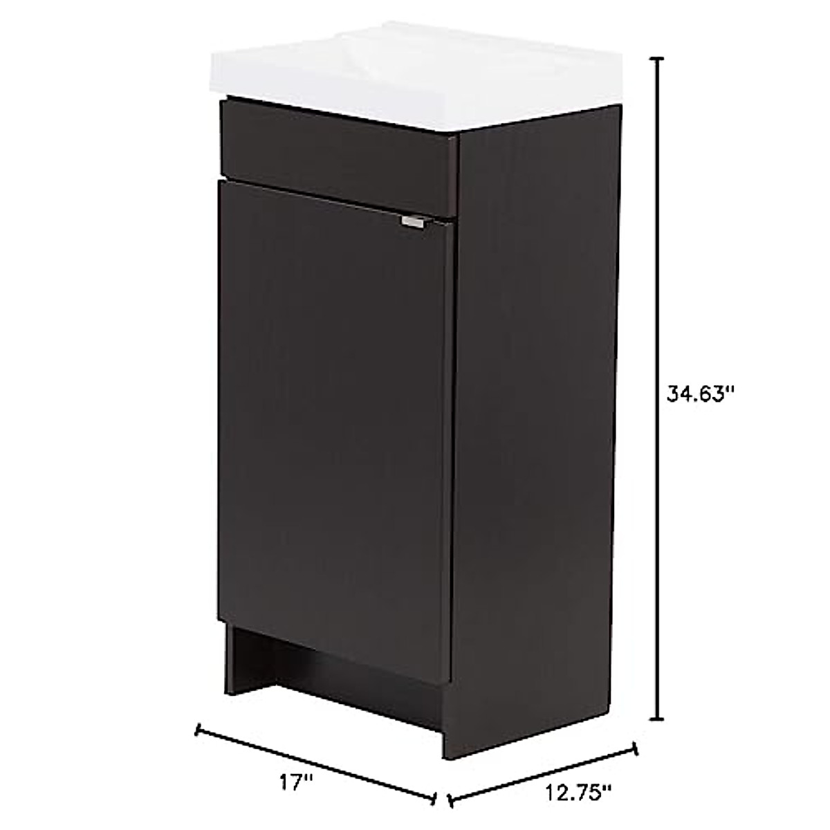 Spring Mill Cabinets Merton Bathroom Vanity with Sink, 17" W x 12.75" D x 34.63" H, Ebony Oak