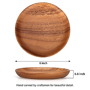 2 Pcs Small Wooden Plates for Eating Acacia Wood Appetizer Plates Snack Plate Mini Serving Dishes Plate Round Charcuterie Boards Cheese Serving Platter Cake Cookie Food Plate