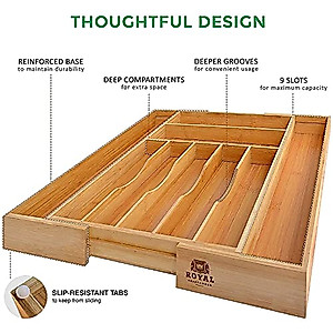 ROYAL CRAFT WOOD Silverware Drawer Organizer and Storage Box Set of 5