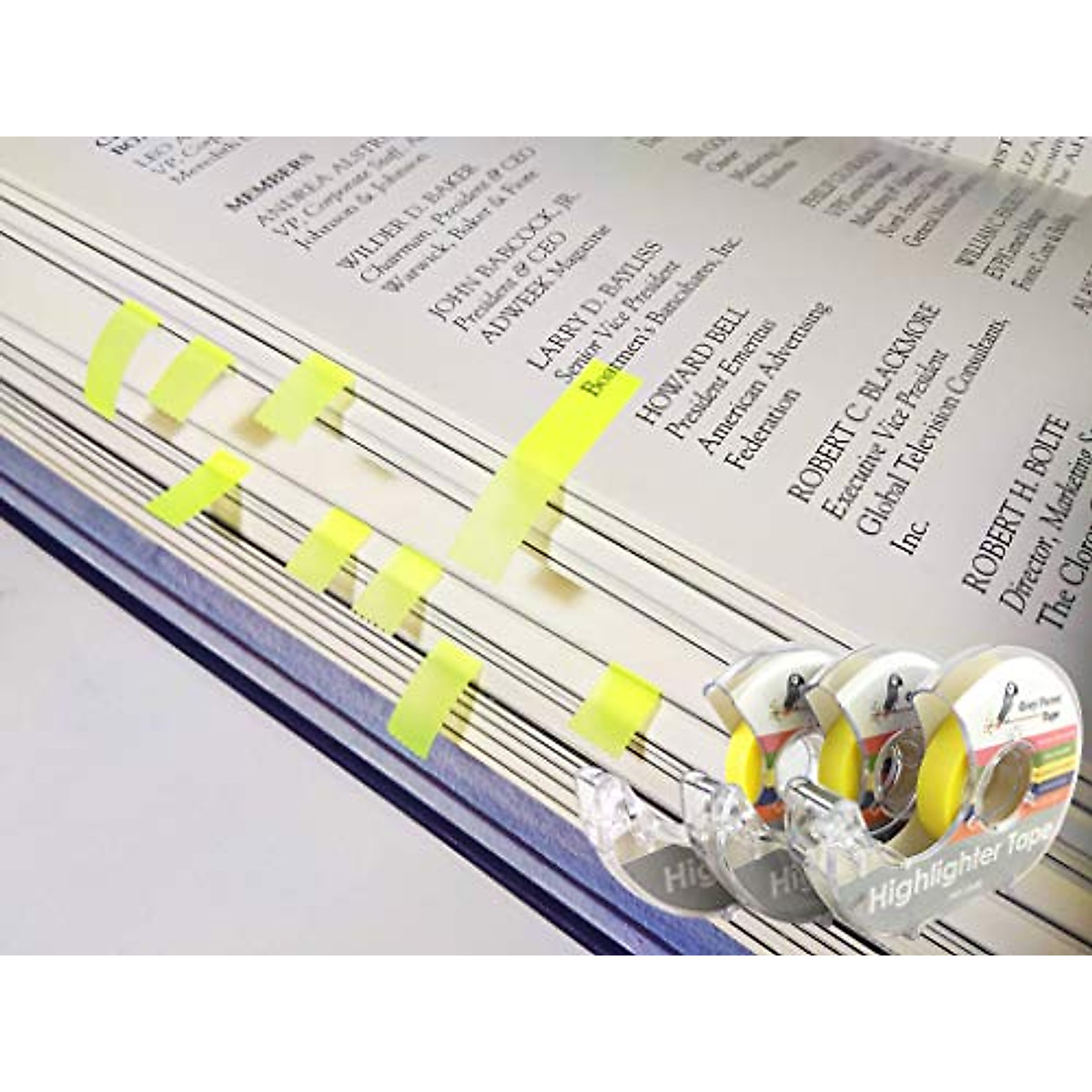 GreyParrot Tape Fluorescent Neon Highlighter Tape Removable, (3 Pack All Yellow), 1/2in x 600in Per Roll, Office/Craft Tape