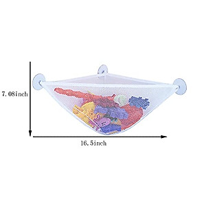 chil Bath Toy Organizer with 3 Strong Suction Cups Mounted Bath/Shower Caddy Storage Solution Bath Toy Storage Net & Bathroom Corner Shower Caddy Bag Bathroom Storage Bag