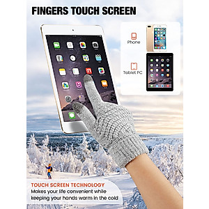 SATINIOR 6 Pair Women Winter Touch Screen Gloves Warm Fleece Lined Knit Gloves for Women(Black, Gray, Pink, Beige, White, Wine Red)