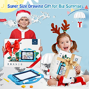 Misscat Toddler Learning Toys for Little Girl Boy, Large Coloring Magnetic Drawing Board Erasable Doodle Sketch Pad with Stampers Cards, Birthday Travel Toys for 3 4 5 6 Years Old Kid