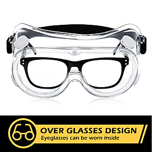 Yunsailing 30 Pack Protective Safety Goggles Clear Lab Goggles Over Glasses Anti Fog Eye Protection Goggles for Men Women (Clear)