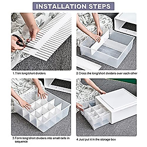 Drawer Dividers Adjustable Organizer 32Pcs - Suitable for Socks,Underwear,Makeup,Tidy Kitchen, Bedroom,White Dresser