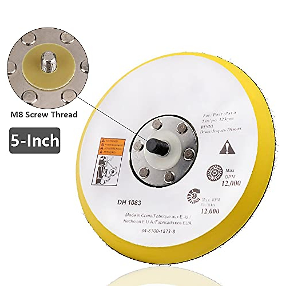 YAKAMOZ 2PCS 5 Inch Dual Action Backing Plate with 5/16"-24 M8 Thread for Car Polisher Air Sander Hook and Loop Fastener Flexible Polishing Backing Plates Buffer Sanding Pad