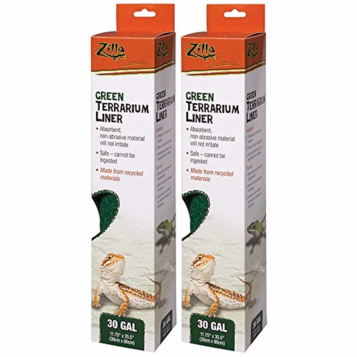 (2 Pack) Zilla Reptile Terrarium Bedding Substrate Liner, Green - 30 Gallon