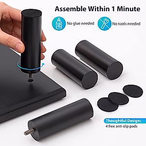 ROCDEER Bamboo Dual Monitor Stand Riser, Black Desk Monitor Riser for 2 Monitors Supports for Monitor, Printer, Heavy TV Riser up to 300 lbs