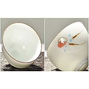 ToiM China Characteristic Exquisite Hand-painted Ceramic Tea Cup Set Kung Fu Tea Cups, Set of 6, Gift Box Packaged