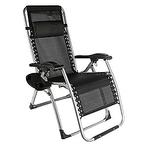 BIGTREE Heavy Duty Zero Gravity Chair w/Headrest Pillow Folding Recliners,Portable Adjustable Lawn Patio Lounge Chair with Side Table and Cup Holders for Outdoor Garden Patio Seat