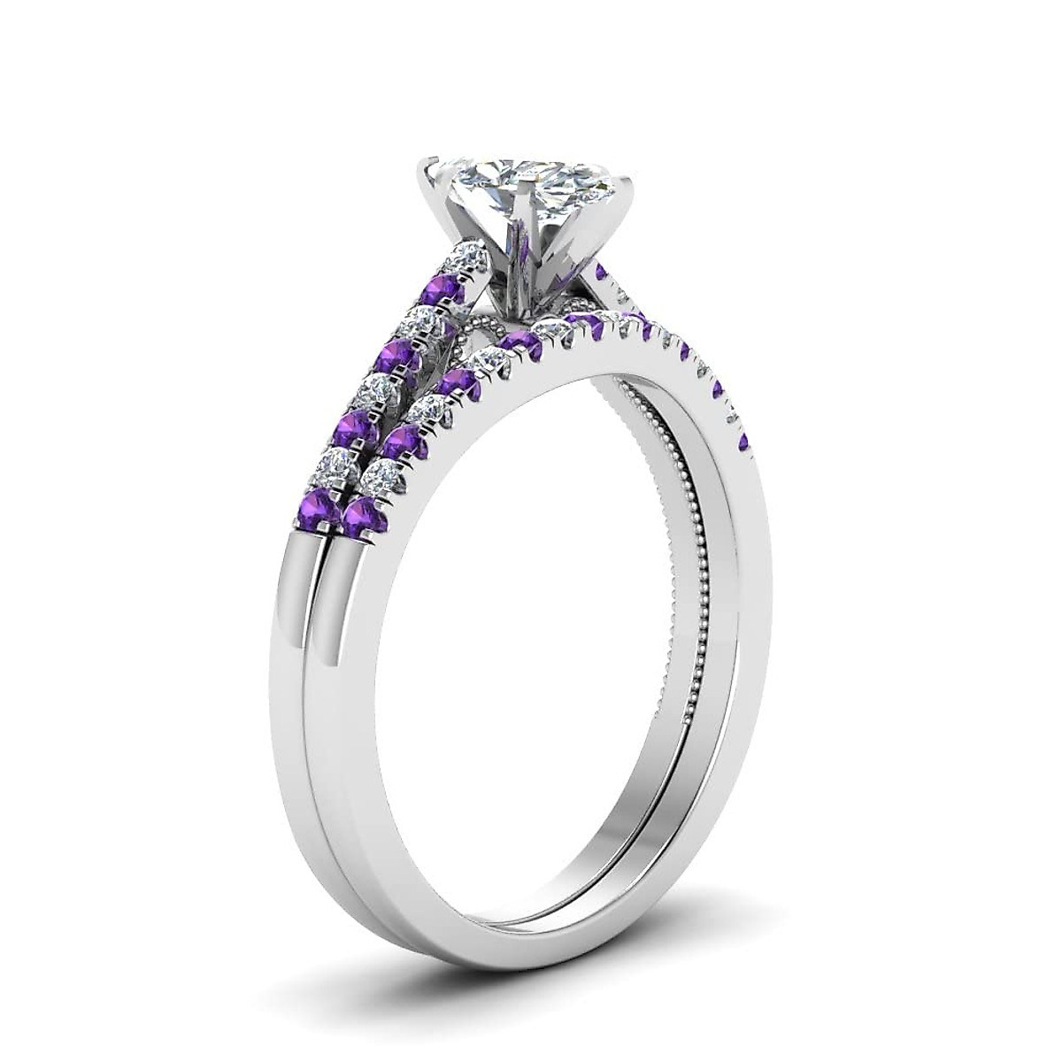 Jewelryonclick View In Different Color Sterling silver Natural Amethyst Marquise Shape Stone purple Color Birthstone Daily wear Wedding Prong Setting Ring in Size 10